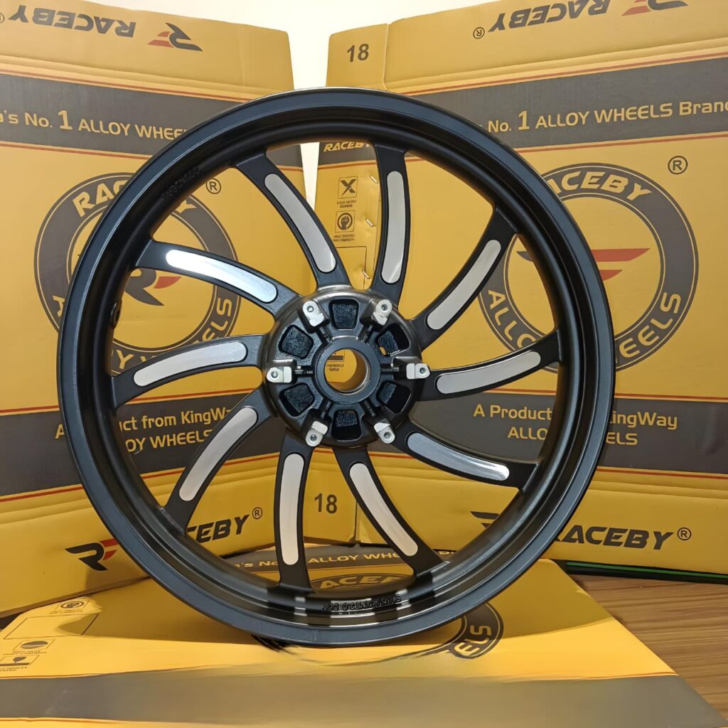 Alloywheel 10 Spokes Curved Black CNC Cut For Royal Enfield Classic ...