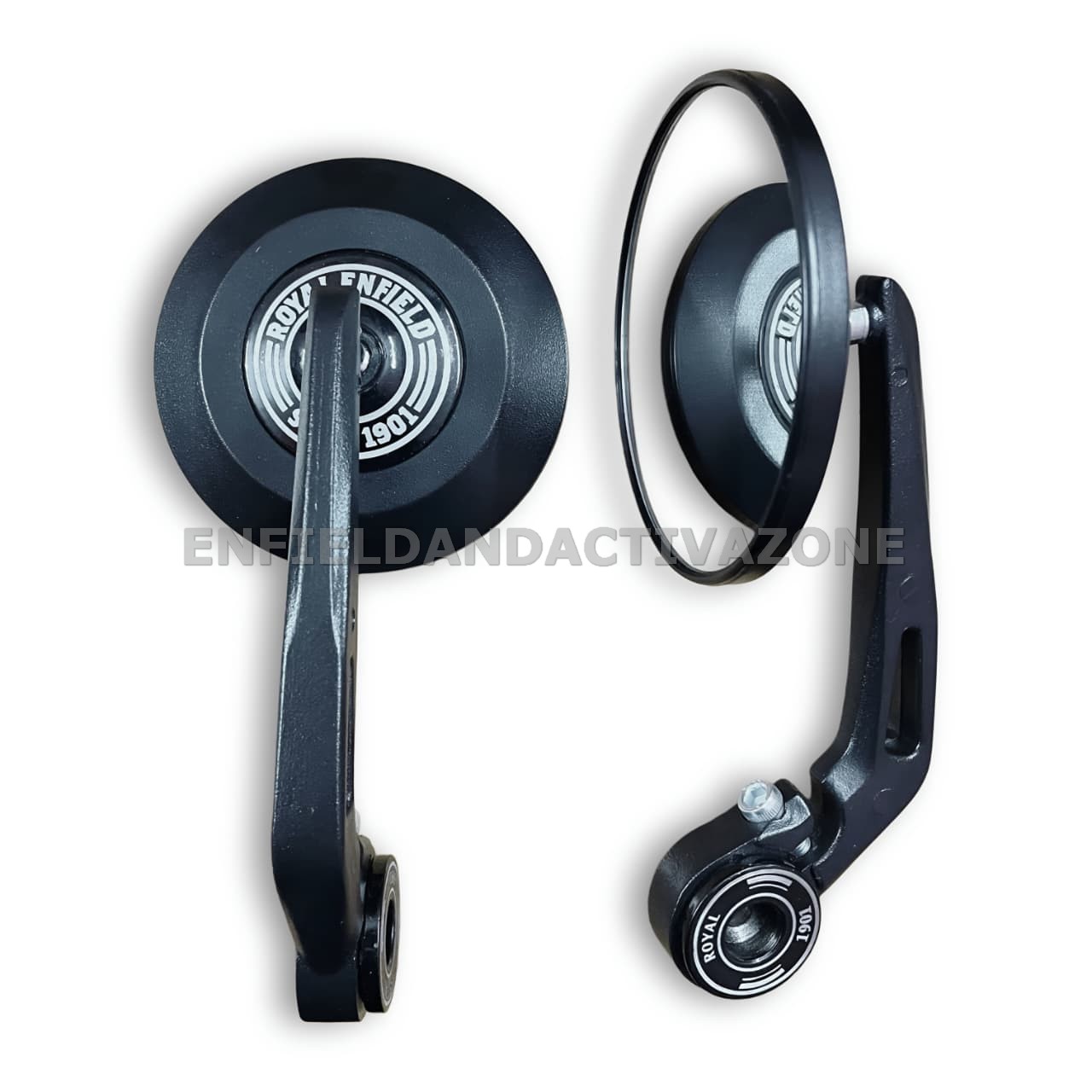 Royal Enfield Bar-End Mirrors – Matte Black CNC Aluminum Rear View ...